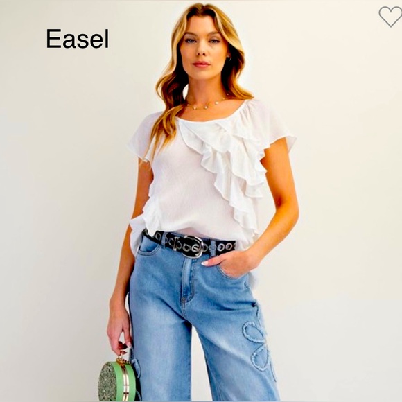 easel | Tops | Be4easel Womens White Ruffle Top Designed2stun Endless ...